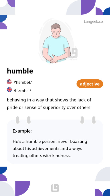 Definition & Meaning of "Humble" | LanGeek