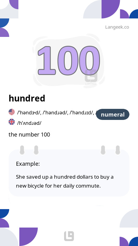 Definition & Meaning of "Hundred" | LanGeek