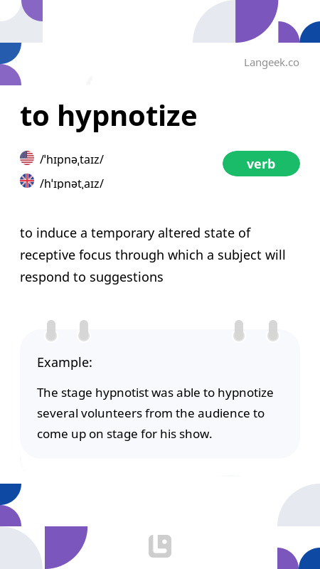 Definition & Meaning of "Hypnotize" | Picture Dictionary