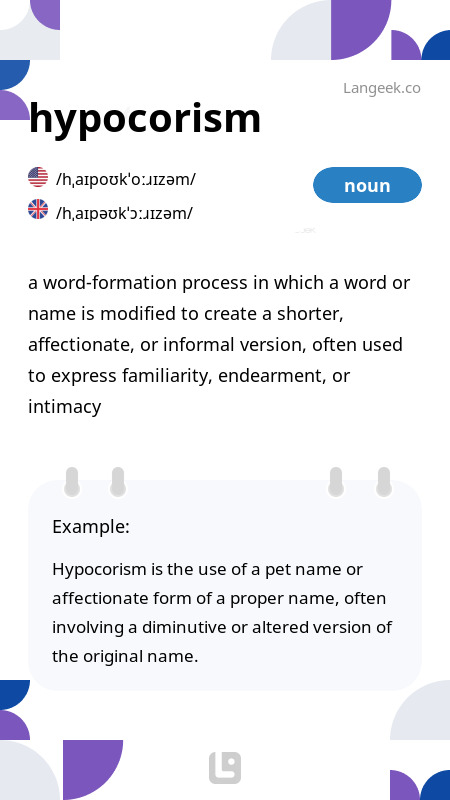 Definition & Meaning of "Hypocorism" | Picture Dictionary