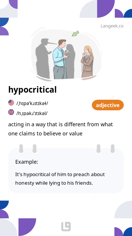 Definition & Meaning of "Hypocritical" | Picture Dictionary