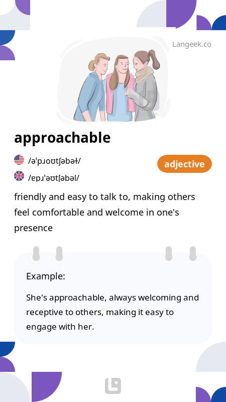 Definition & Meaning of "Approachable" | LanGeek