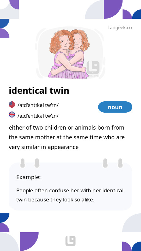 Definition & Meaning of "Identical twin" | Picture Dictionary