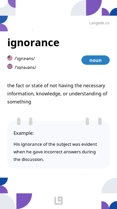 Definition & Meaning of "Ignorance" | Picture Dictionary