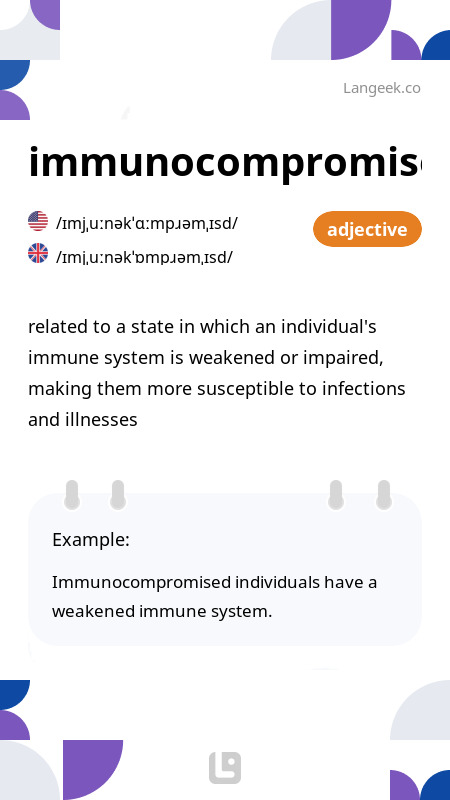 Definition & Meaning of "Immunocompromised" | Picture Dictionary
