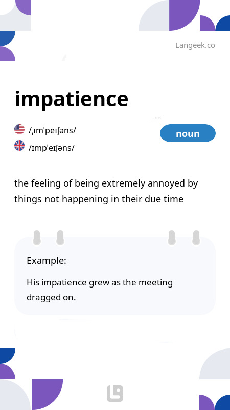Definition & Meaning of "Impatience" | Picture Dictionary