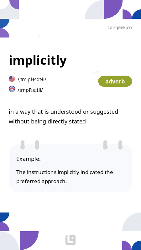 Definition & Meaning of "Implicitly" | Picture Dictionary