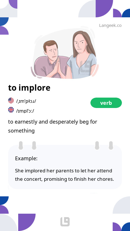Definition & Meaning of "Implore" | Picture Dictionary