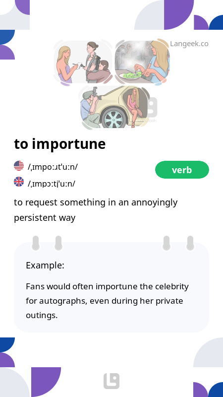 Definition & Meaning of "Importune" | Picture Dictionary