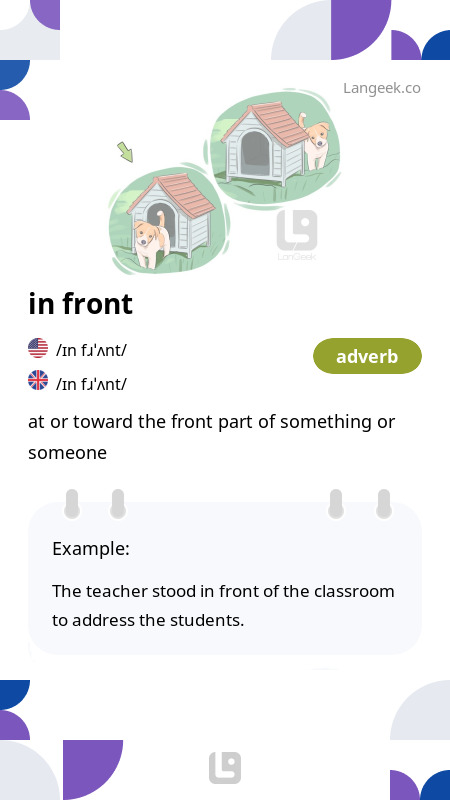 Definition & Meaning of "In front" | Picture Dictionary