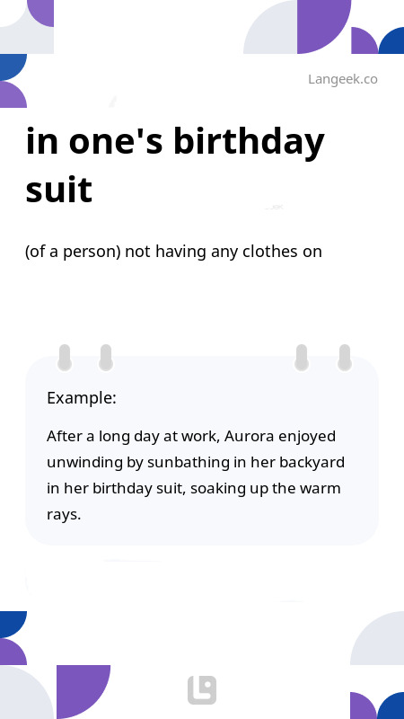 Definition & Meaning of "In birthday suit" | Picture Dictionary