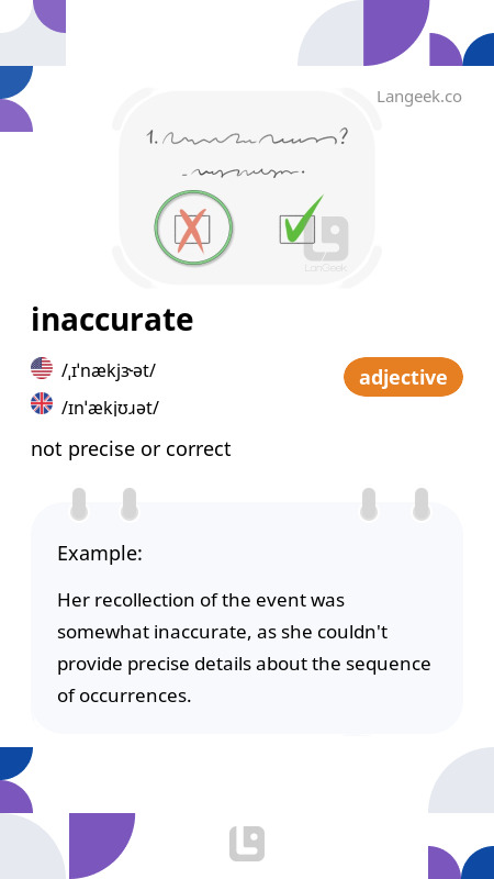 Definition & Meaning of "Inaccurate" | Picture Dictionary