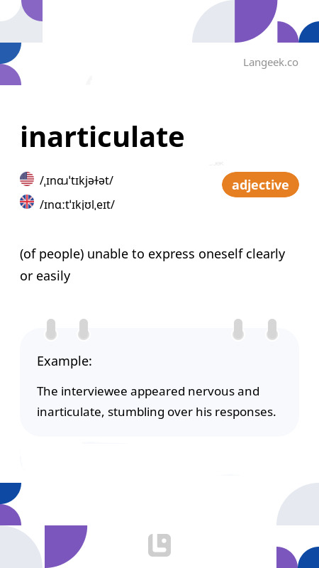 Definition & Meaning of "Inarticulate" | Picture Dictionary