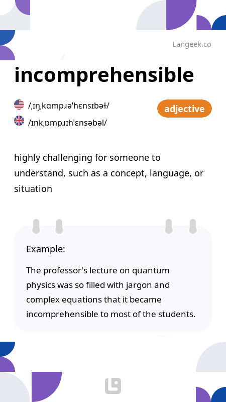 Definition & Meaning of "Incomprehensible" | Picture Dictionary
