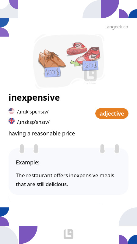 Definition & Meaning of "Inexpensive" | Picture Dictionary