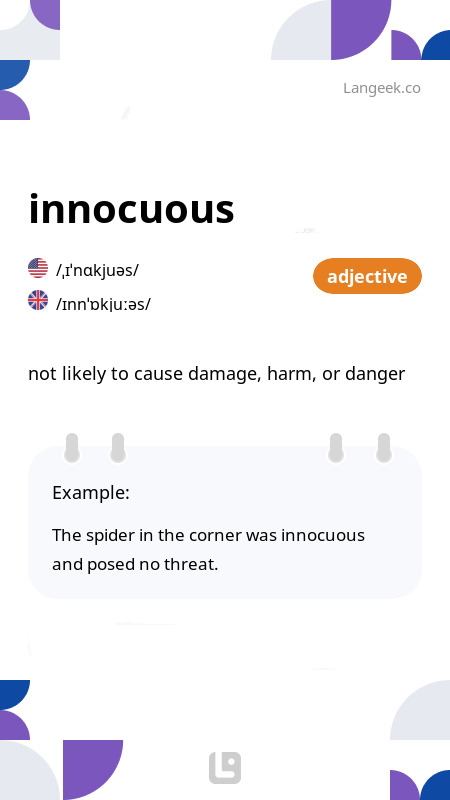 Definition & Meaning of "Innocuous" | Picture Dictionary