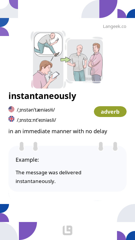 Definition & Meaning of "Instantaneously" | Picture Dictionary
