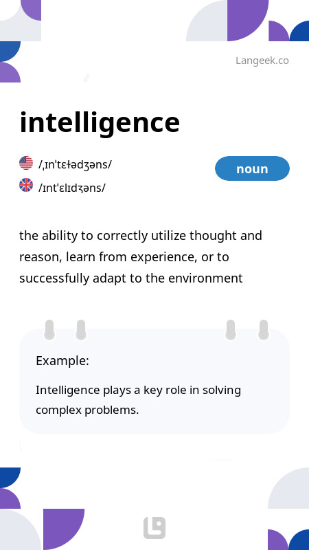 Definition & Meaning of "Intelligence" | Picture Dictionary