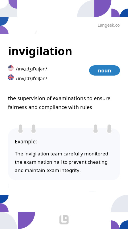 Definition & Meaning of "Invigilation" | Picture Dictionary