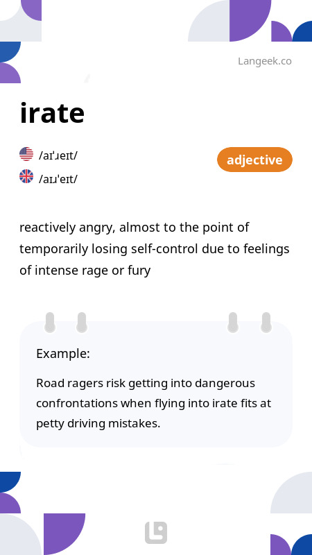 Definition & Meaning of "Irate" | Picture Dictionary