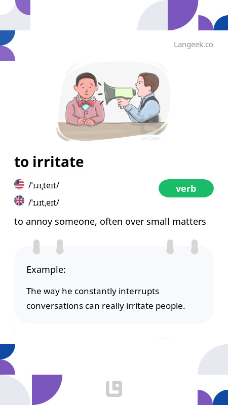 Definition & Meaning of "Irritate" | LanGeek